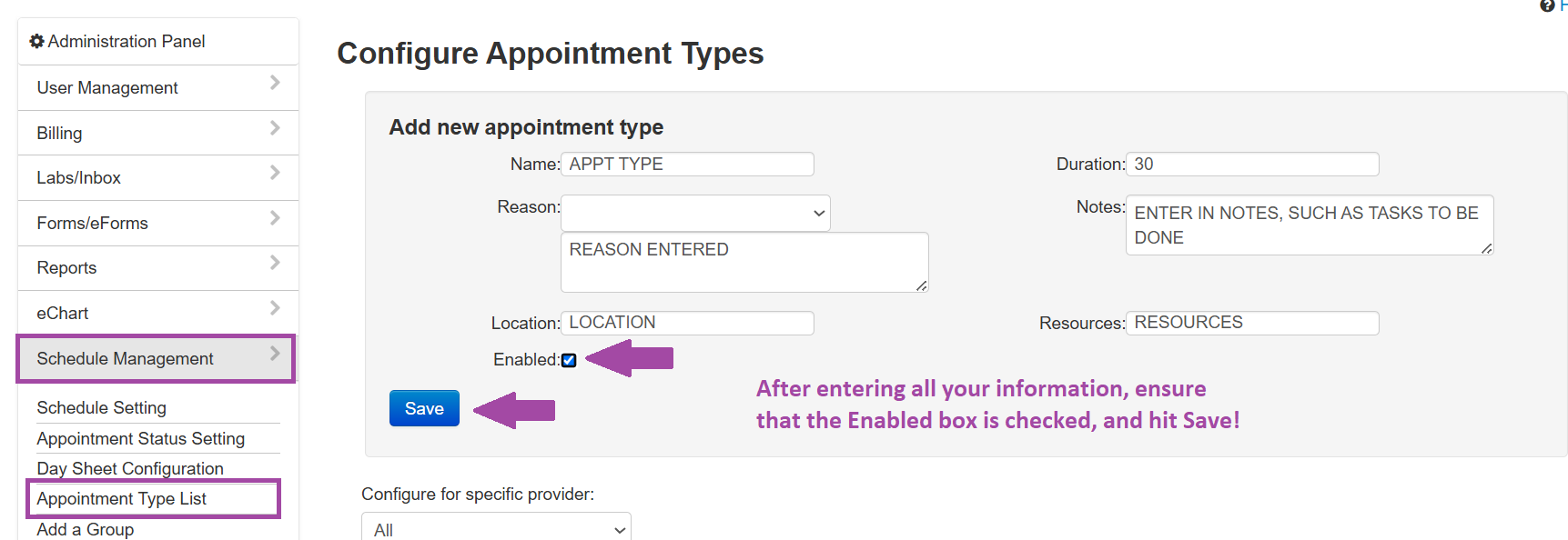 Appointment Types - Set Up And Use – Oscar Pro Support