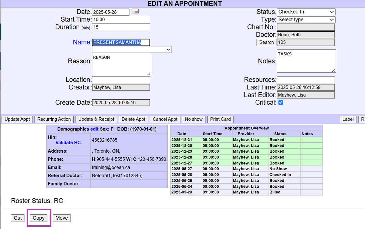 Move Appointment - Copy/Cut/Paste – Oscar Pro Support
