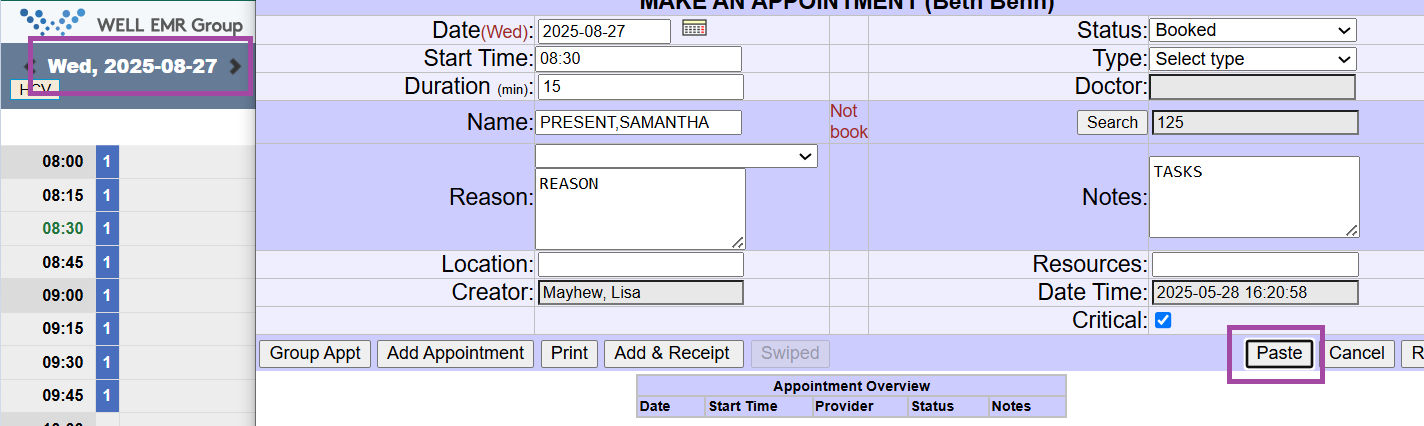 Move Appointment - Copy/Cut/Paste – Oscar Pro Support