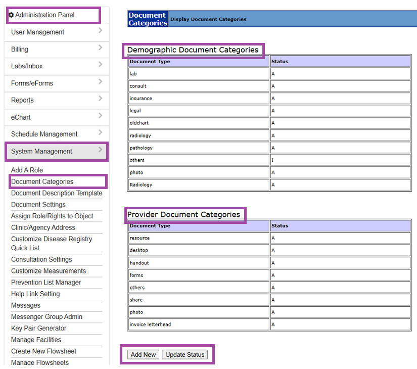 Document Categories – Oscar Pro Support
