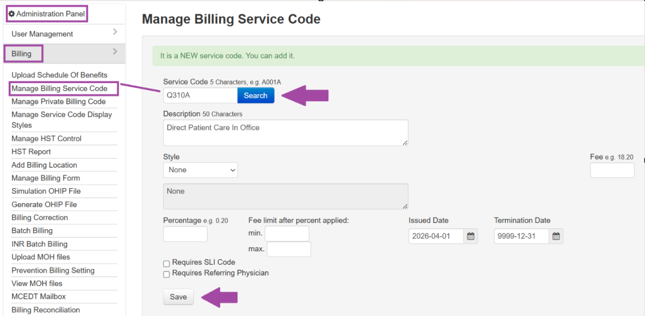 FHO+ New Billing Codes – Oscar Pro Support